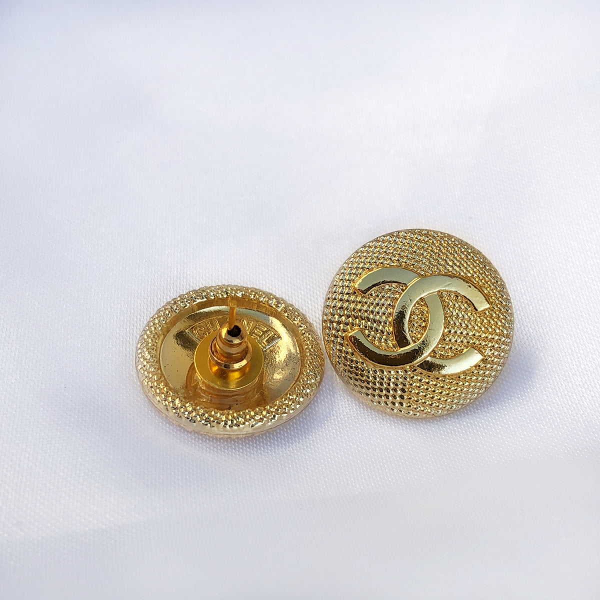 Repurposed Authentic Chanel Gold Button Earrings – Modern Love Jewelry